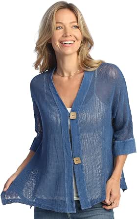 Jess & Jane Mineral Washed Mesh Cardigan - M116 at Amazon Women’s ...
