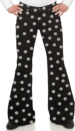 Amazon.com: Men's Relaxed Vintage Snowflake 60s 70s Bell Bottom Stretch ...