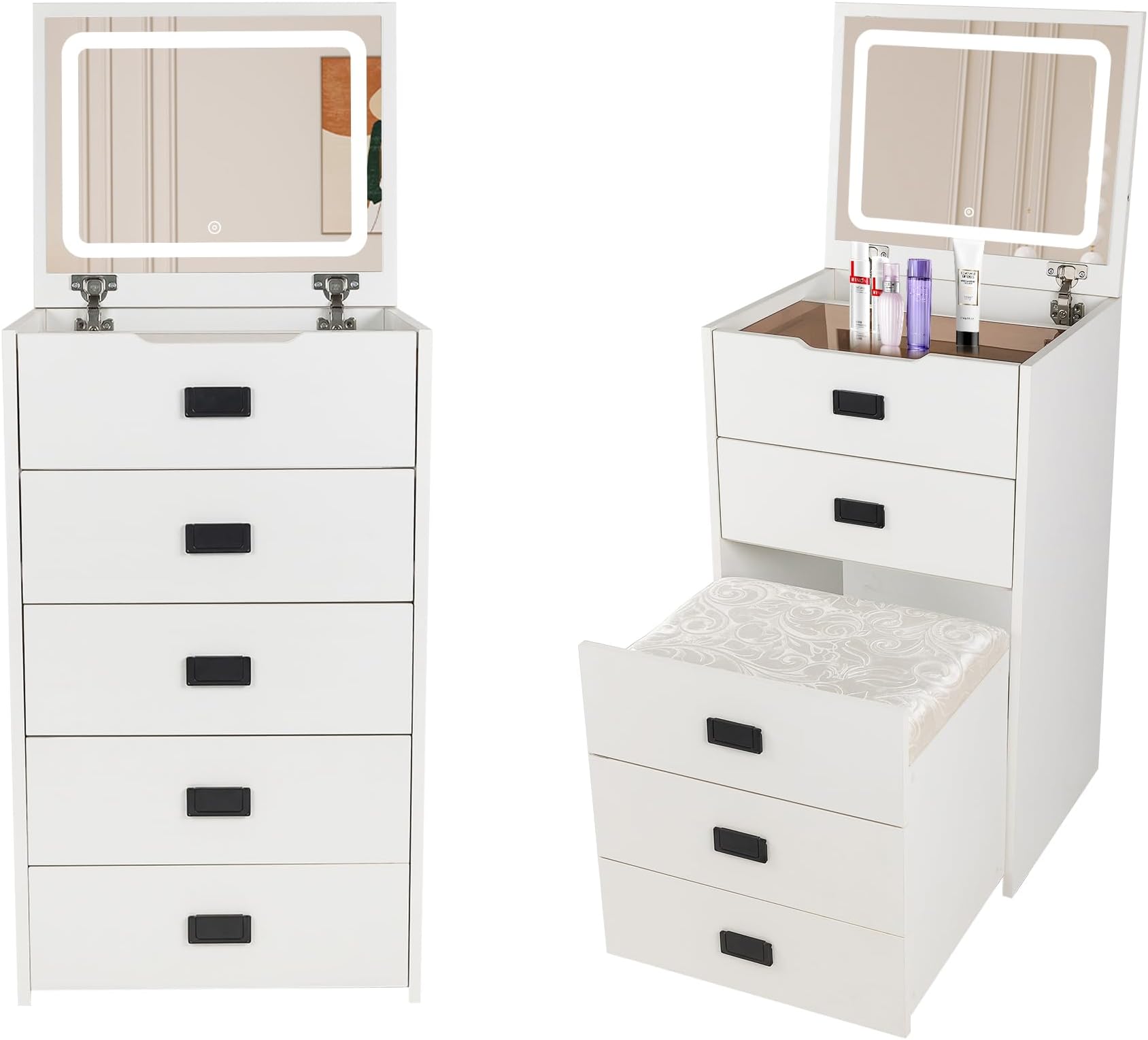 Amazon.com: RuiSiSi 3 in 1 Makeup Vanity Desk, Small Makeup Vanity with ...