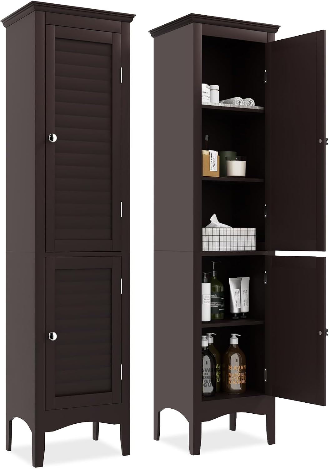 Giantex Bathroom Tall Storage Cabinet - Narrow Freestanding Floor ...