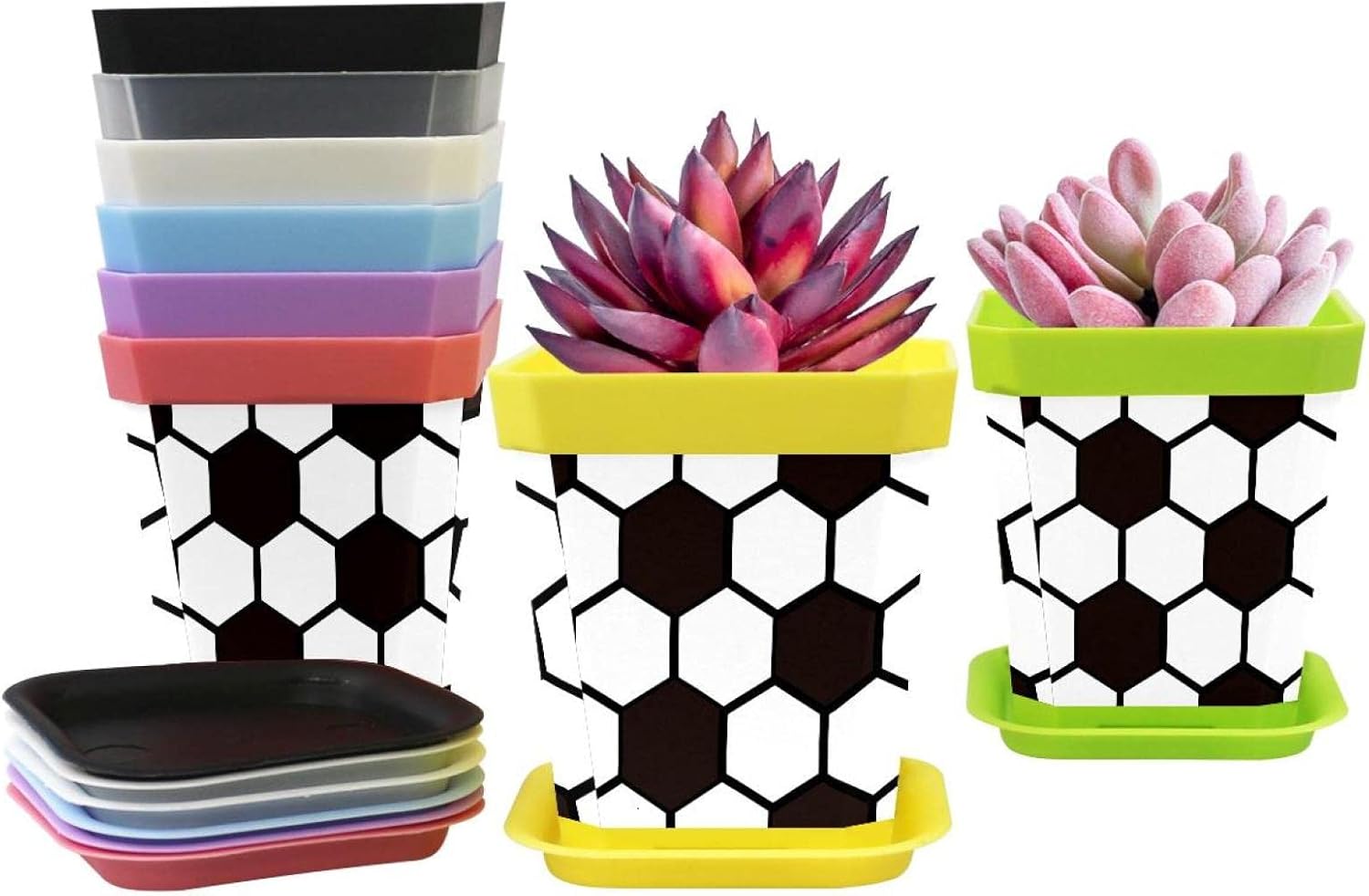 Amazon.com: 8 PCS Pots for Plants Soccer Football Ball Black White ...
