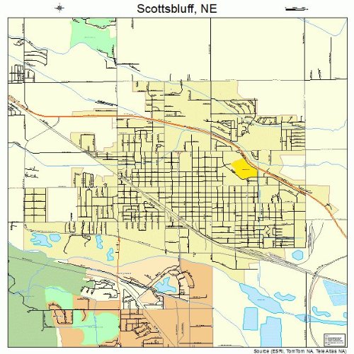 Large Street & Road Map of Scottsbluff, Nebraska NE - Printed poster ...