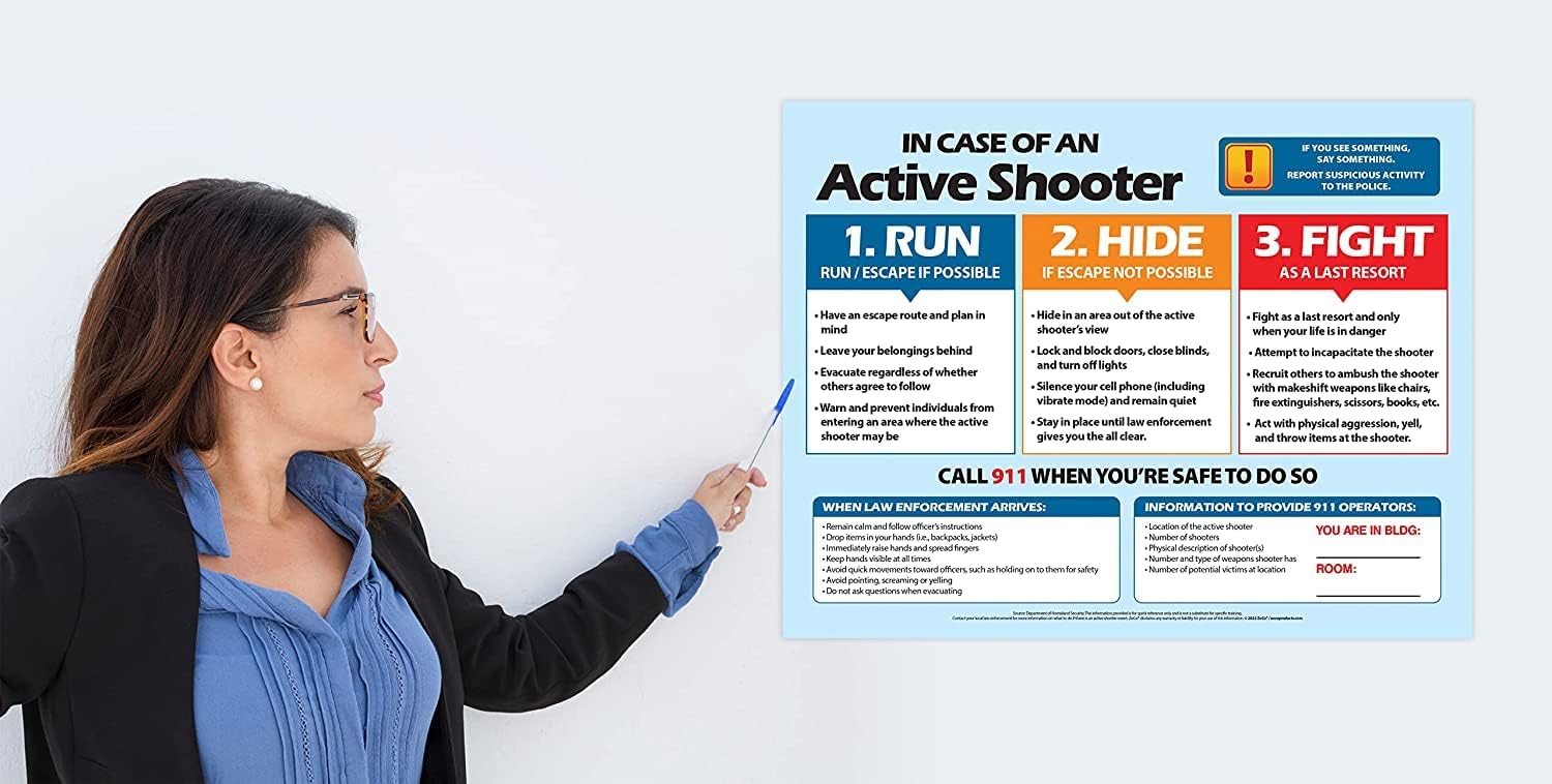 Buy Active Shooter (Run, Hide, Fight) Posters (20 Pack) - School and ...