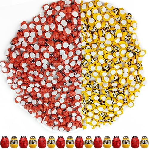 Amazon.com: 160Pcs Benvo Tiny Wooden Bees and Wooden Ladybugs ...
