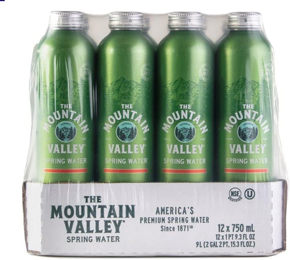 Amazon.com: he Mountain Valley 750 mL Spring Water in Aluminum Can 12pk ...