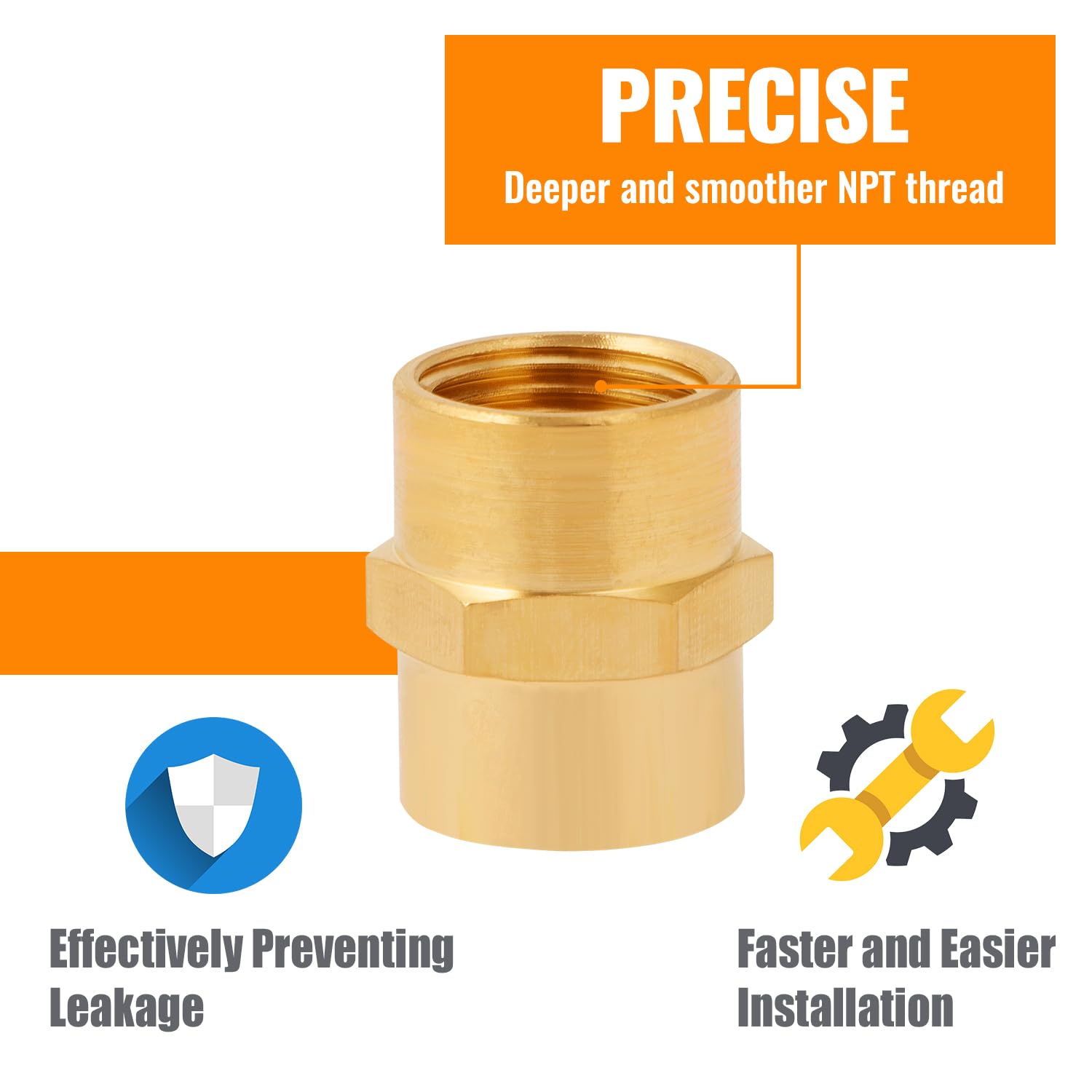 Snapklik.com : 6-Pack 3/8 Inch Female Hex Couplings, 3/8 NPT Female ...