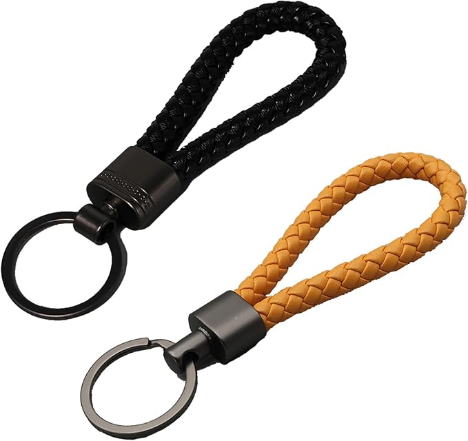 Nzexlyva 2pcs Braided Leather Keychains, Premium Keyrings for Men and ...