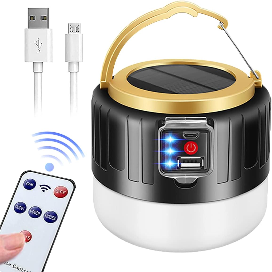 Lámpara de Camping 4400 mAh Luz de USB LED Recargable Linterna Solar ...