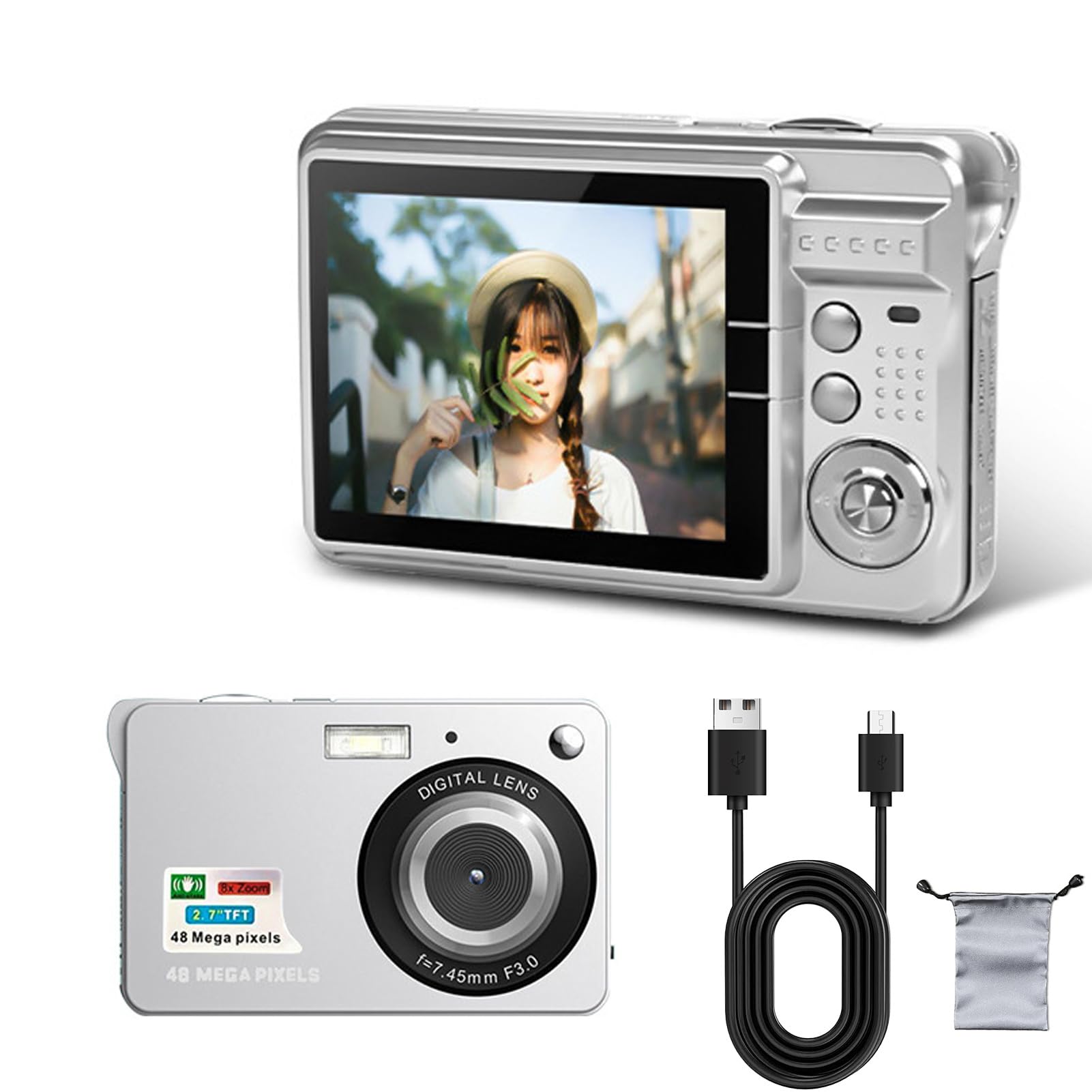 4K Digital Camera, 48MP Mini Children Video Camera, 8X Zoom Pocket ...