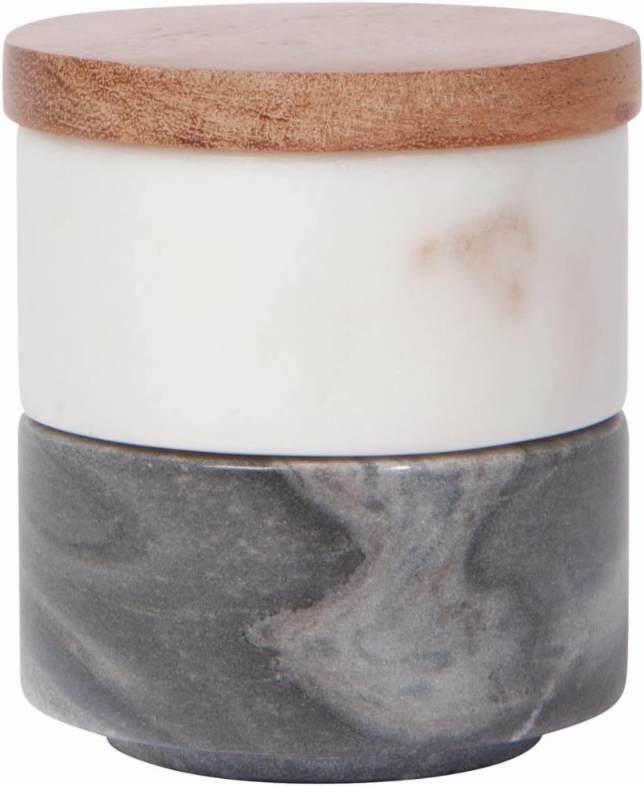 Amazon.com: Mud Pie White Marble Salt, cellar 1 1/2" x 4" | spoon 5 ...