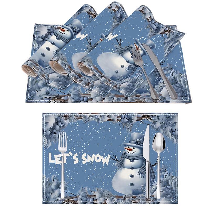 Amazon.com: White Snowman Let It Snow Winter Placemats Set of 4, 12x18 ...