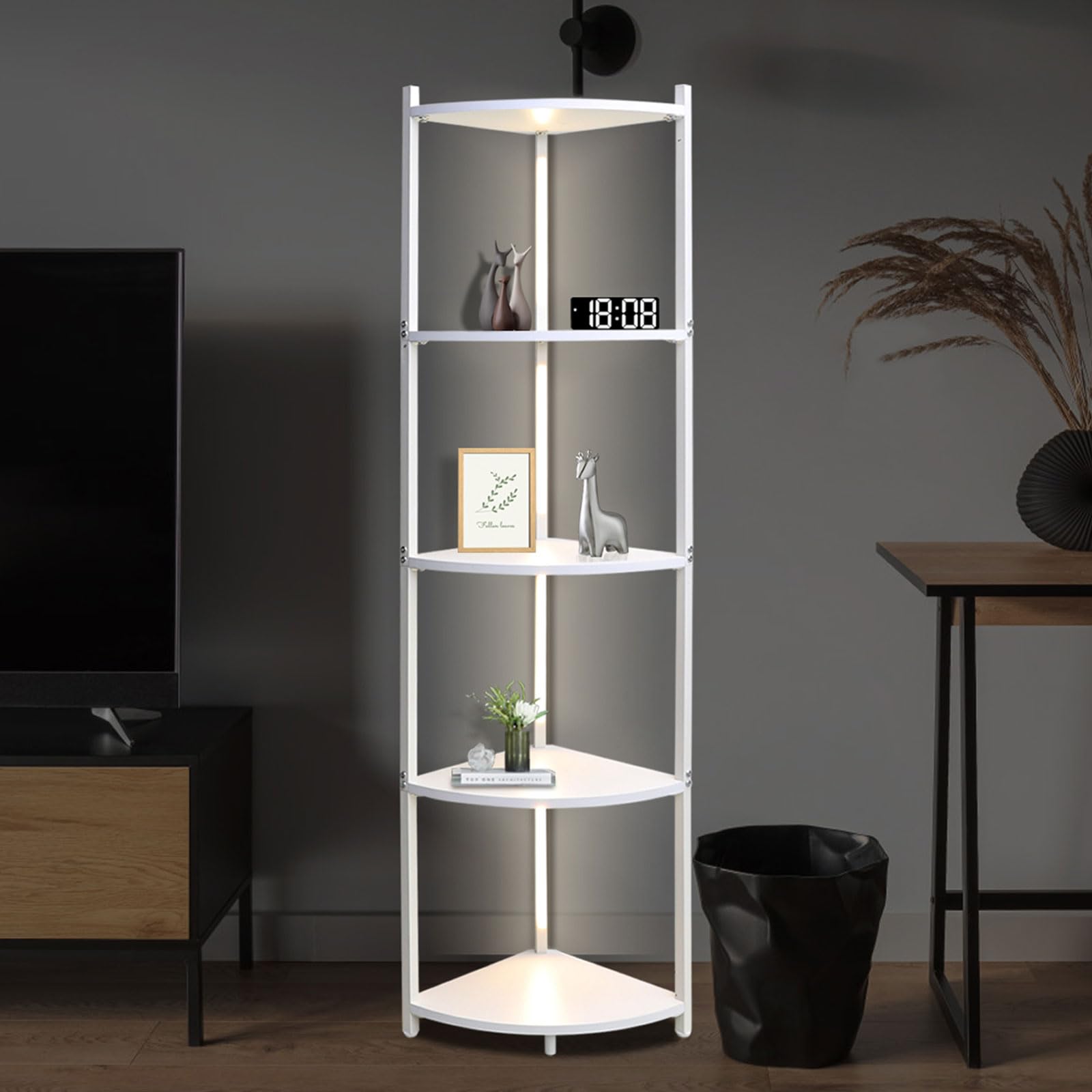 Amazon.com: 5 Tier Corner Shelf with LED Light, 57.7" Tall Corner Stand ...