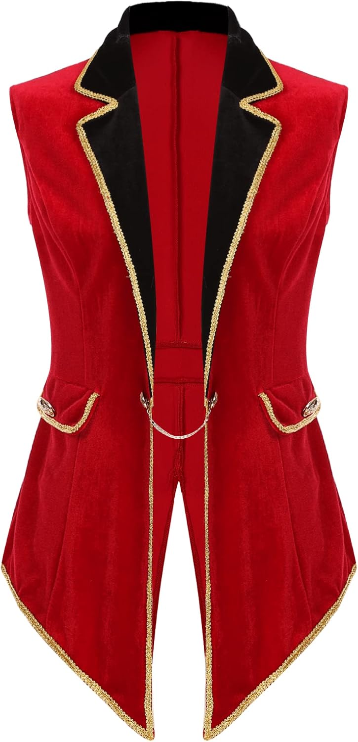 Amazon.com: Freebily Women's Circus Ringmaster Jacket Vest Costume Rave ...