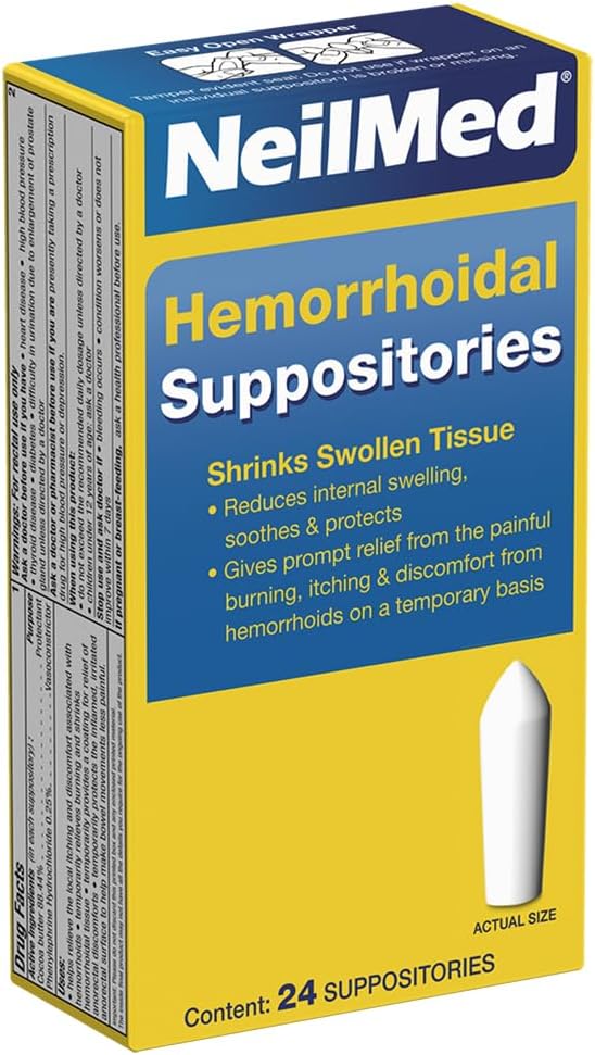 Amazon.com: NeilMed Hemorrhoidal Suppositories, Shrinks Swollen Tissue ...
