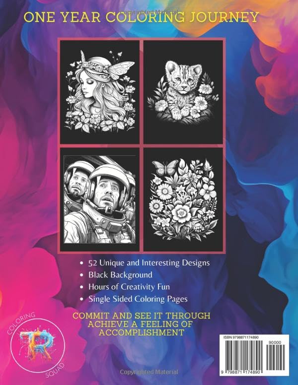 Snapklik.com : The 52 Week Coloring Challenge - Black Edition: Coloring ...