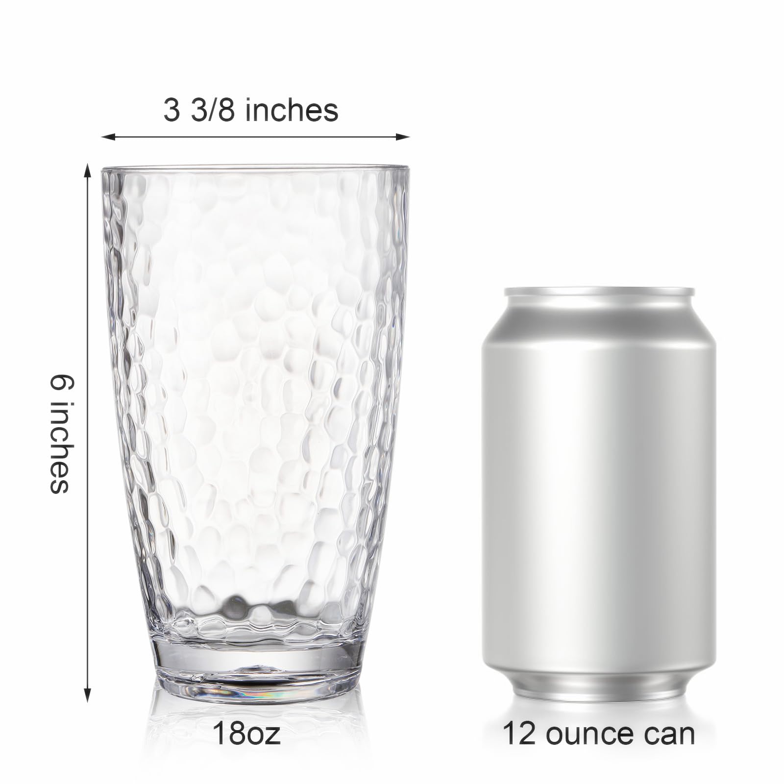 Tebery 8 Pack Plastic Highball Drinking Glasses Plastic Tumbler Cups ...