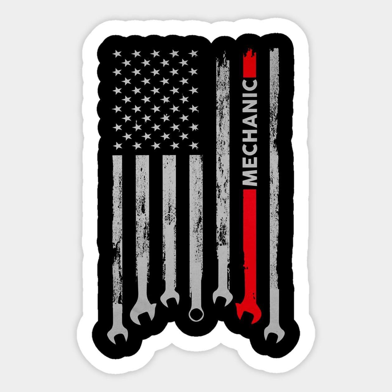 Amazon.com - American Mechanic American Flag Sticker Decal for Wall ...