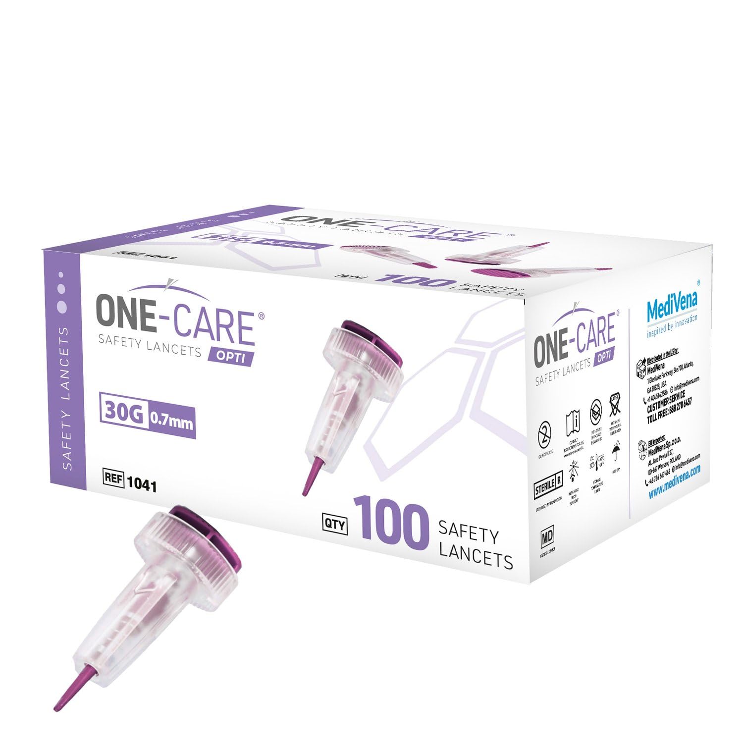 Snapklik.com : MediVena Safety Lancets, 30G X 1.5mm, Push Button ...