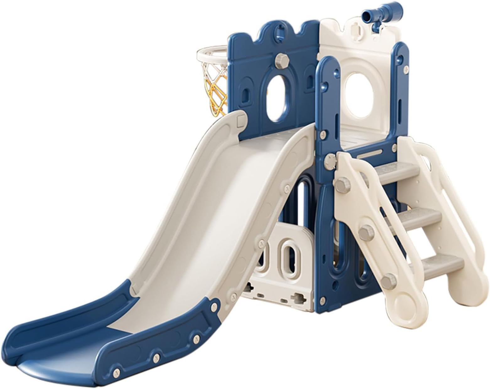 FUKEA 4-in-1 Kids Slide, Toddler Castle Slide Climbing Frame with ...
