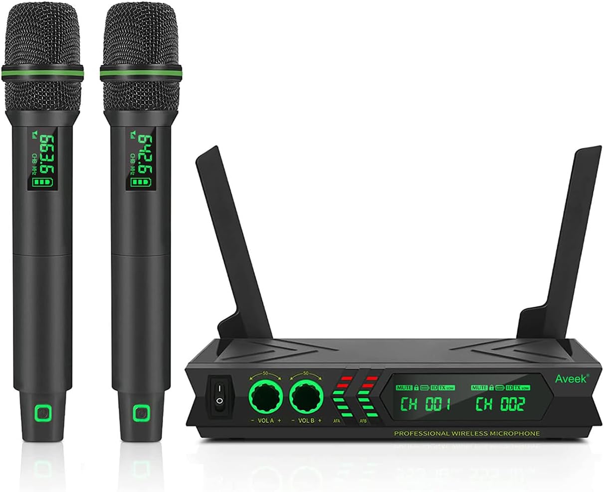 Amazon.com: Aveek Wireless Microphone System, Dual UHF Cordless ...