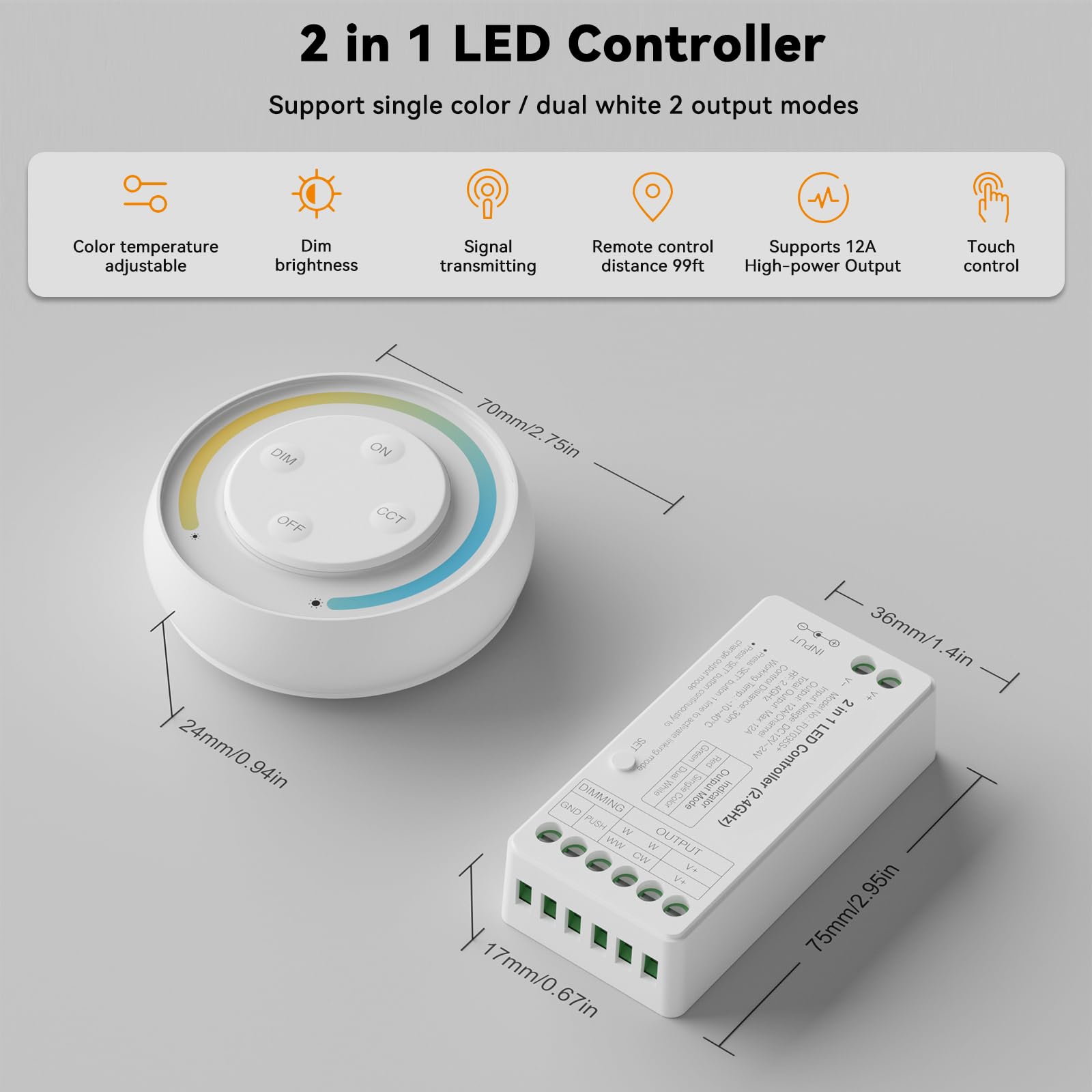 Snapklik.com : PAUTIX Single Color+CCT LED Controller Kit,2.4G RF ...