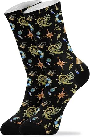 Amazon.com: Ship Anchor Socks Lifebuoy Steering Wheel Women Men Short ...