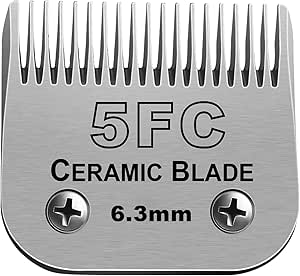Detachable Pet Dog Grooming Ceramic Blades,Compatible with Andis Size-5FC Cut Length 6.3mm 1/4 ...