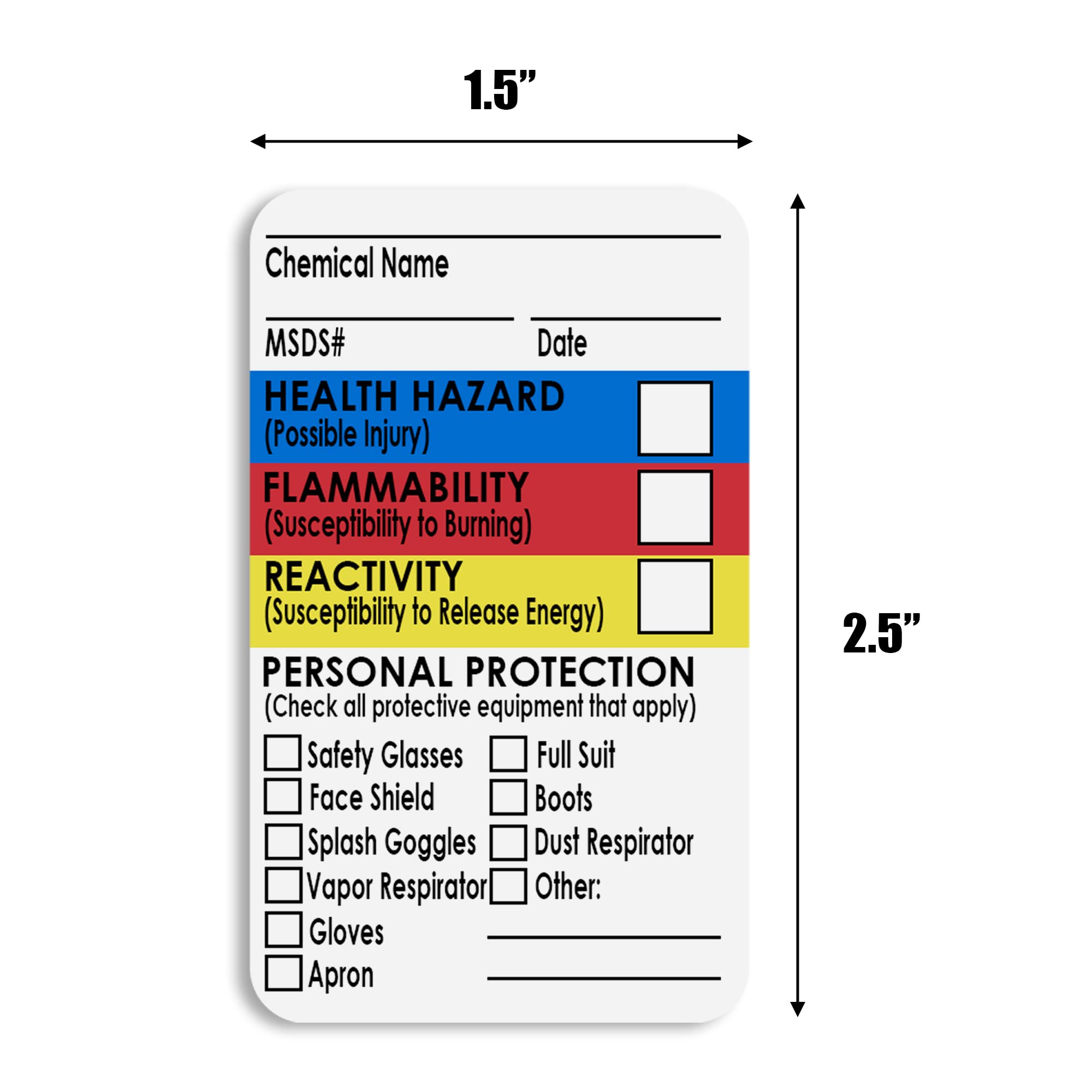 SDS Stickers 500 Stickers - 2 Rolls of 250, 1.5" x 2.5", Right To Know ...