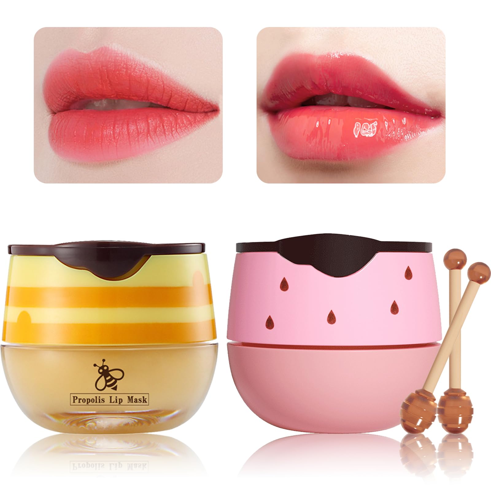 Lip Mask, Bee Propolis And Strawberry Lip Masks Lip Balm Set ...