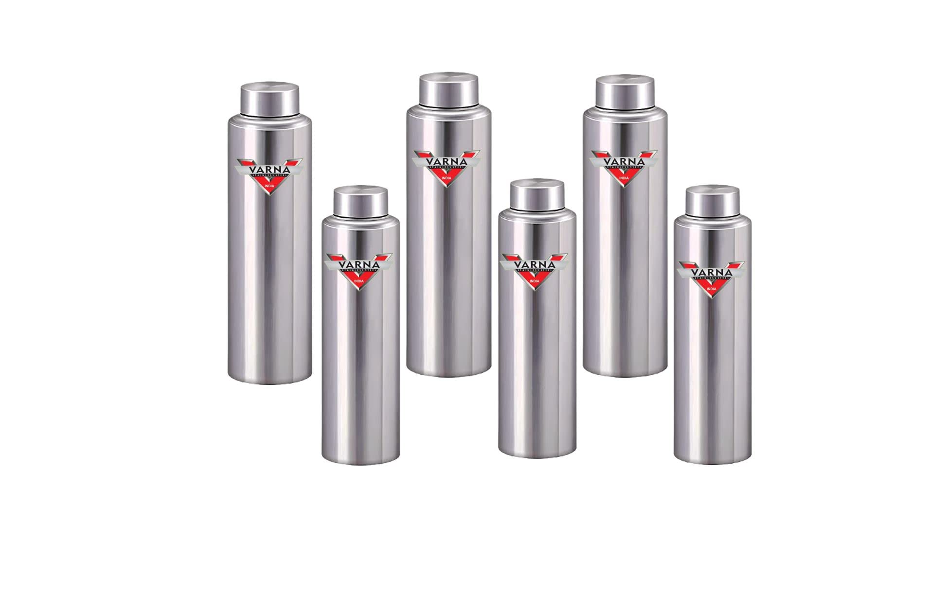 VARNA STAINLESS STEEL HYDRA WATER BOTTLES COMBO (Set of 6) : Amazon.in ...