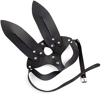 Amazon.com: Soochat Leather Bunny Mask, Adjustable Rabbit Ear Mask for ...