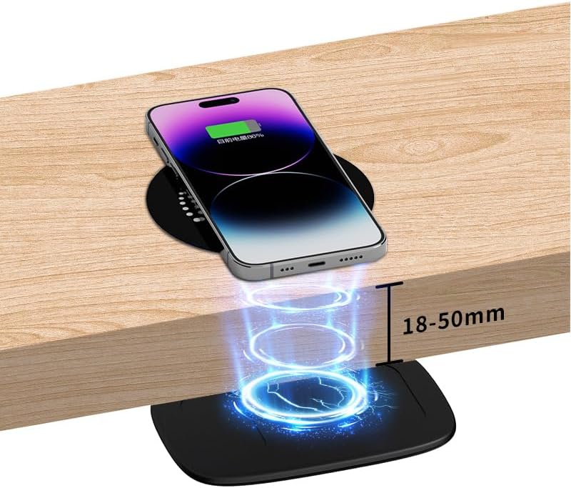 Invisible Wireless Charger, 50MM Under Desk Wireless Charger，Hidden ...