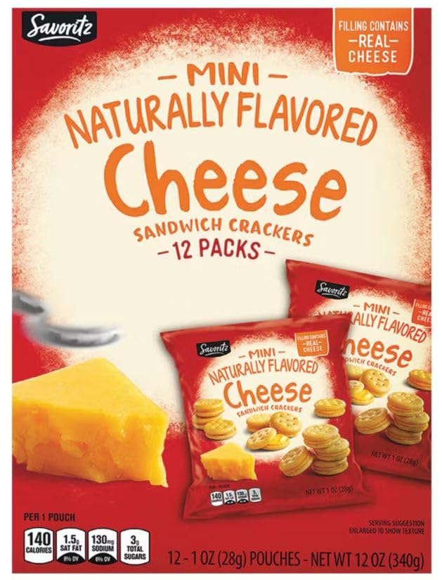 Amazon.com: Mini Sandwich Cheddar Cheese Crackers - 12oz Savoritz Box ...