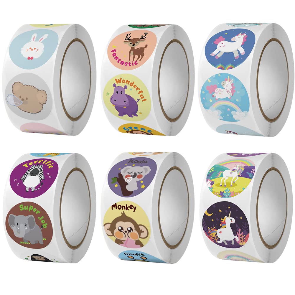 Buy BZC Animal Stickers 6 Rolls Motivational Stickers for Kids, 3000 ...