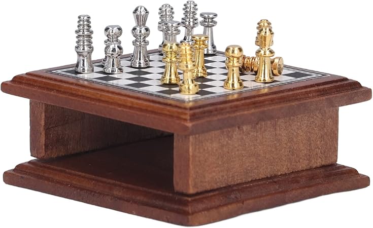 Amazon.com: Bnineteenteam 1:12 Miniature Chess Set, Doll House Mini ...