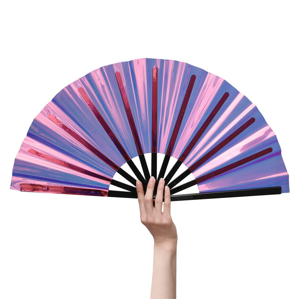 Amazon.com: HeyToo Large Shining Rave Folding Hand Fan Clack Handheld ...