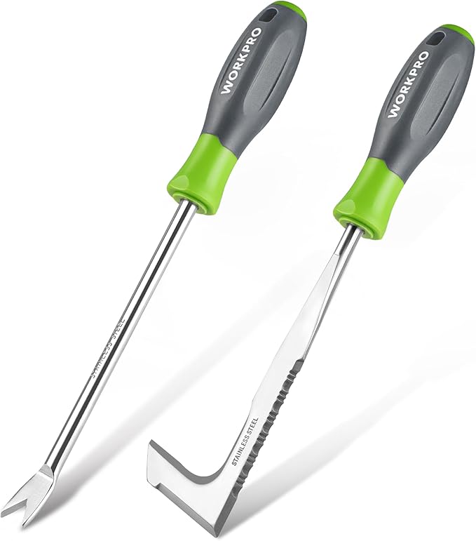 WORKPRO Weed Remover Tool 2-Piece with Plastic Handle, Weeding Garden ...
