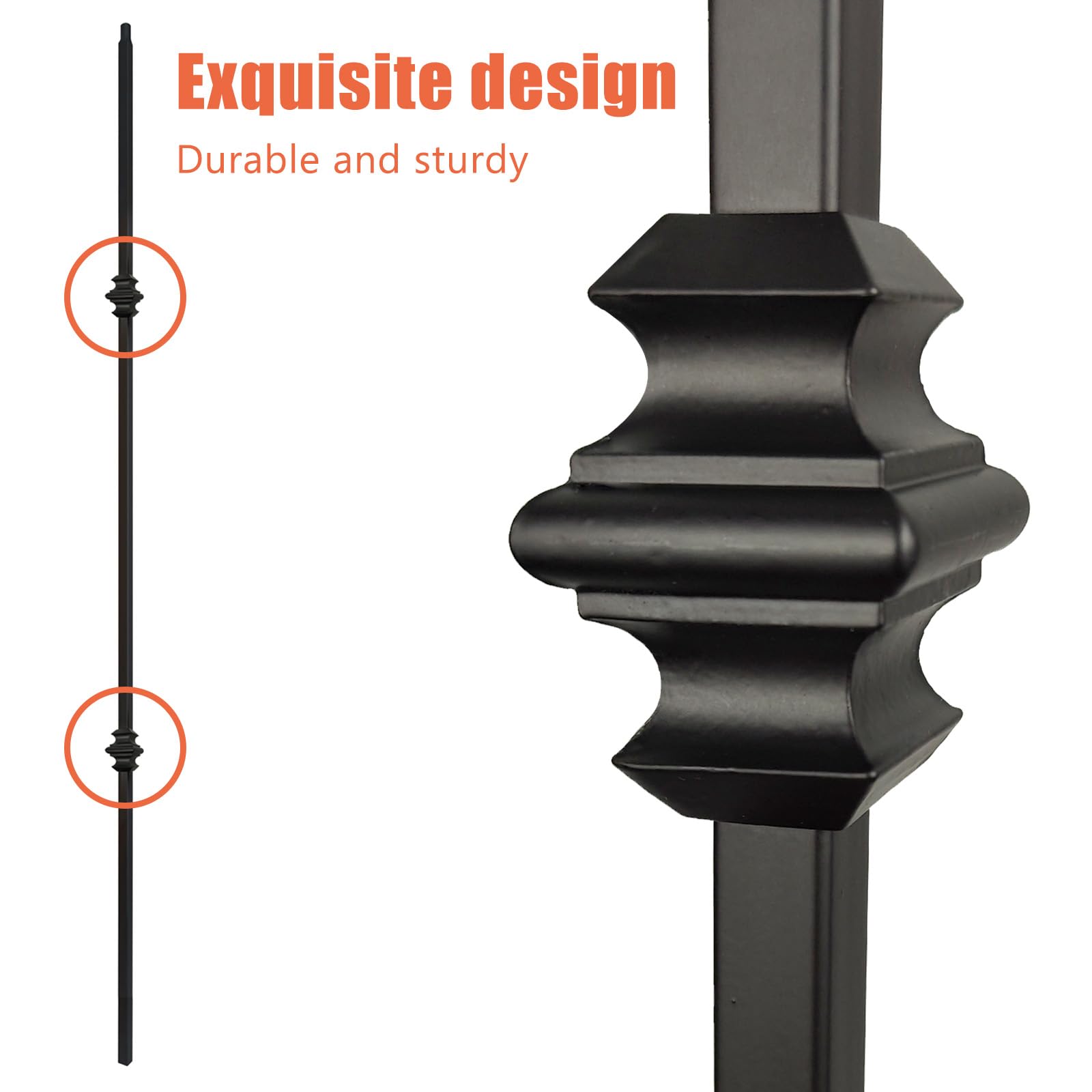 Snapklik.com : 10 Pcs Wrought Iron Balusters, Hollow Double Knuckle ...