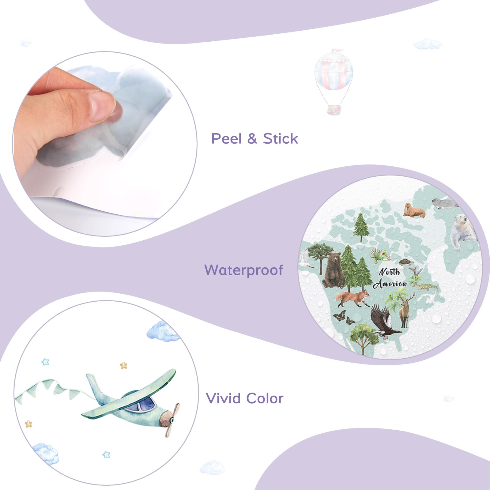 Snapklik.com : Animal World Map Kids Wall Decals Peel And Stick ...