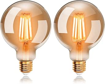 EXTRASTAR Ampoules LED 6W Edison Vintage G95, Blanc Chaud 2200K E27, Equivalent à Ampoule ...