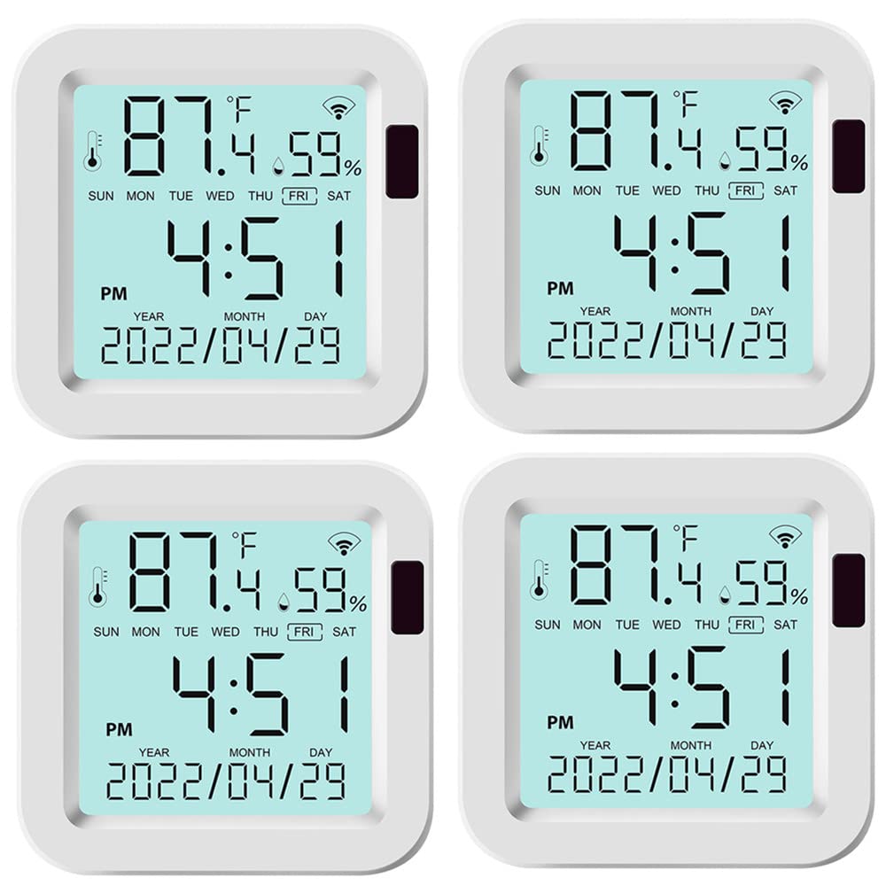 Buy 4PACK Indoor WiFi Thermometer Hygrometer, Tuya Room Thermometer ...