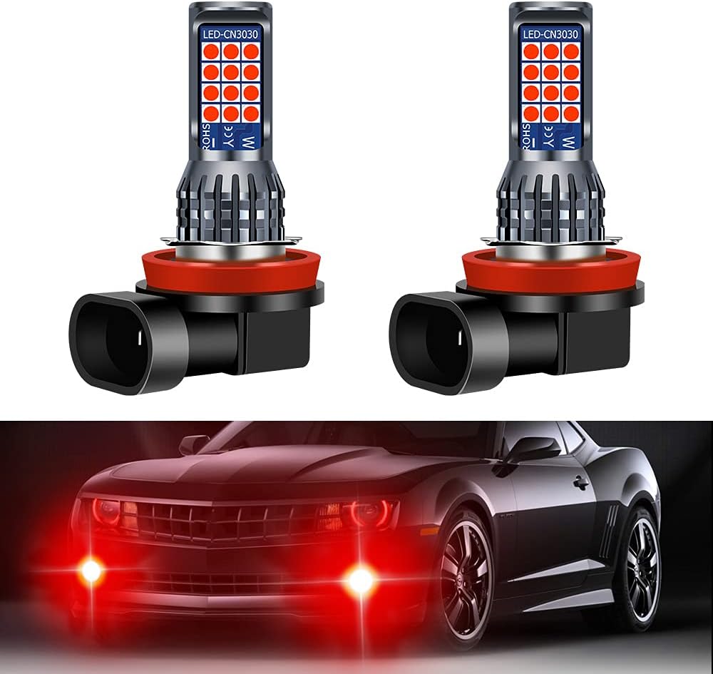 Amazon.com: yifengshun 2Pcs H8/H11 LED Red Fog Light Bulbs,24LEDs High ...