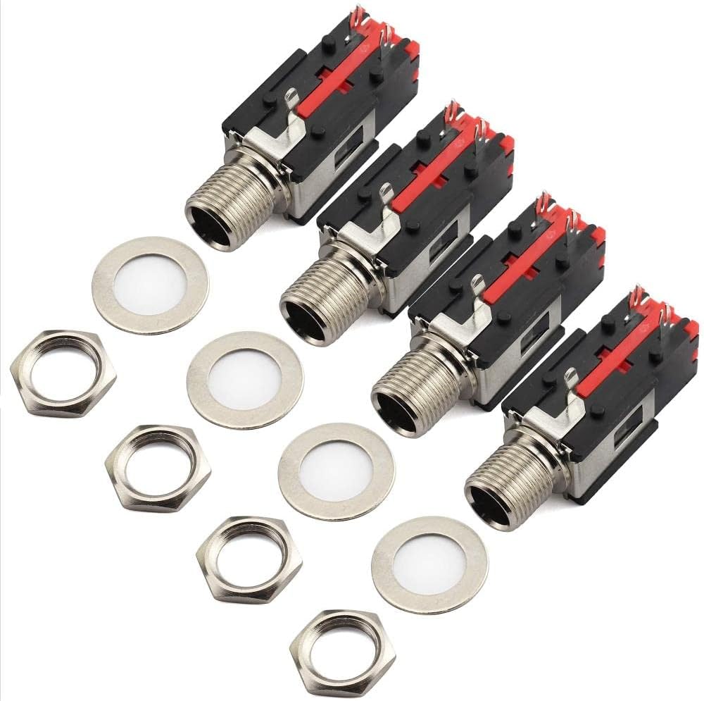 Amazon.com: 4Pcs 1/4 inch 6.35mm Stereo Headphone Socket Panel Mount ...