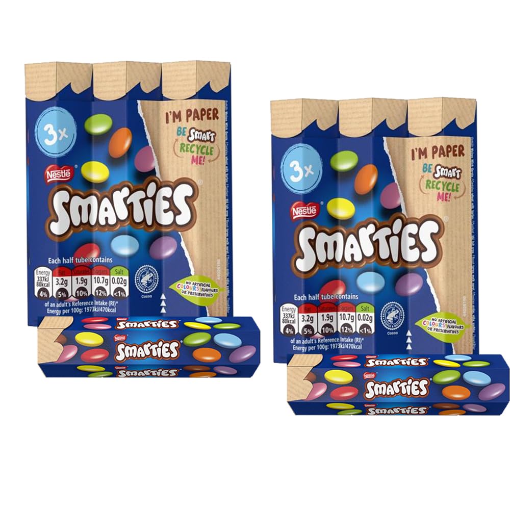 Smarties Milk Chocolate Multipack Tube (3 x 34g) - Pack of 2 : Amazon ...