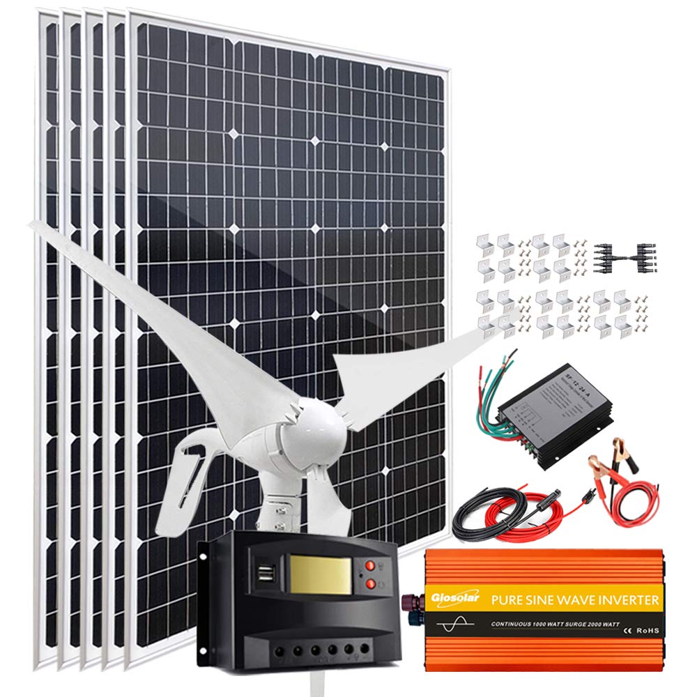 Buy DACURYSSO 900W Solar Wind Off Grid System Complete Kit :5x 100W ...