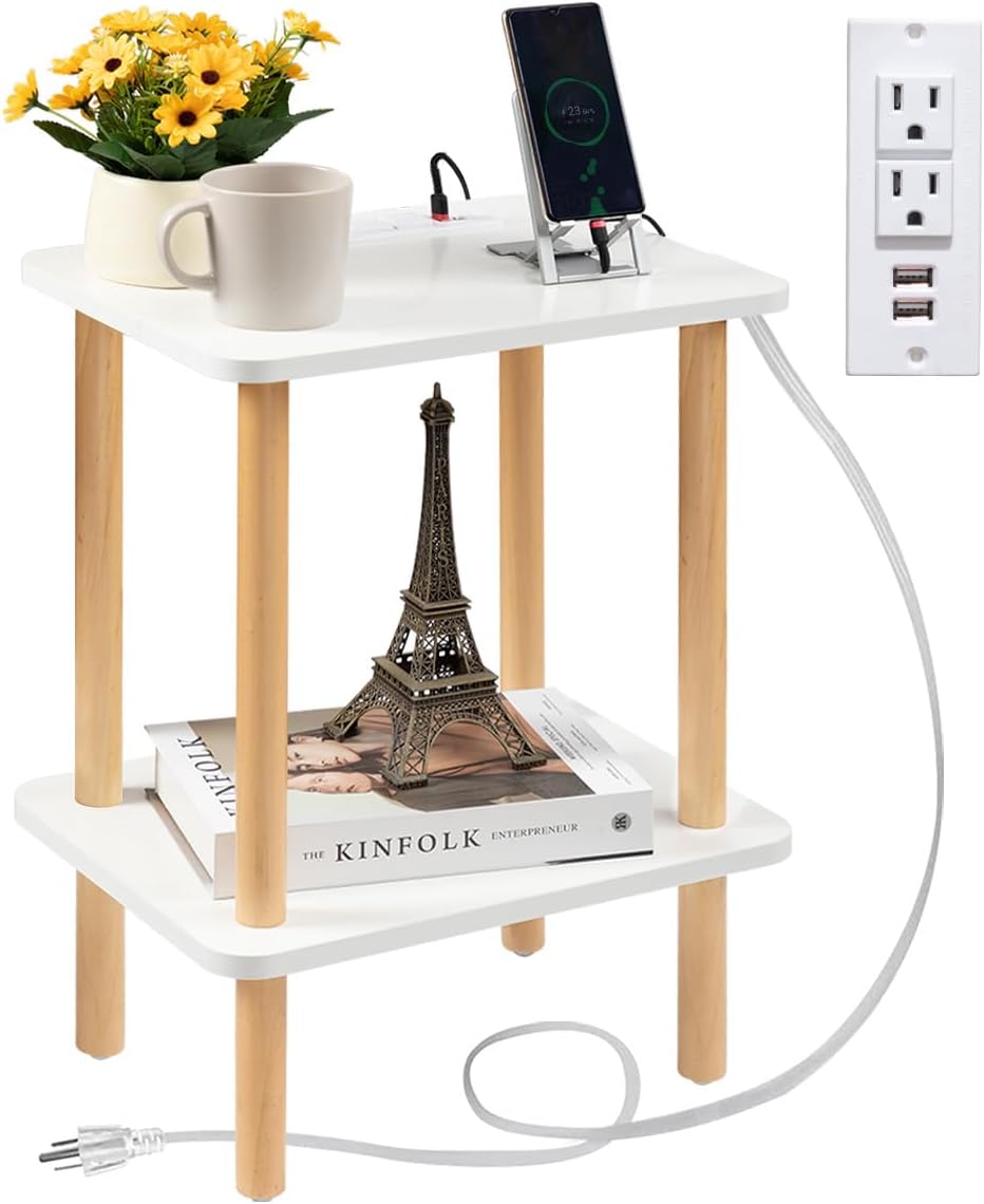 Amazon.com: FORAOFUR End Table with Charging Station, End Tables with ...