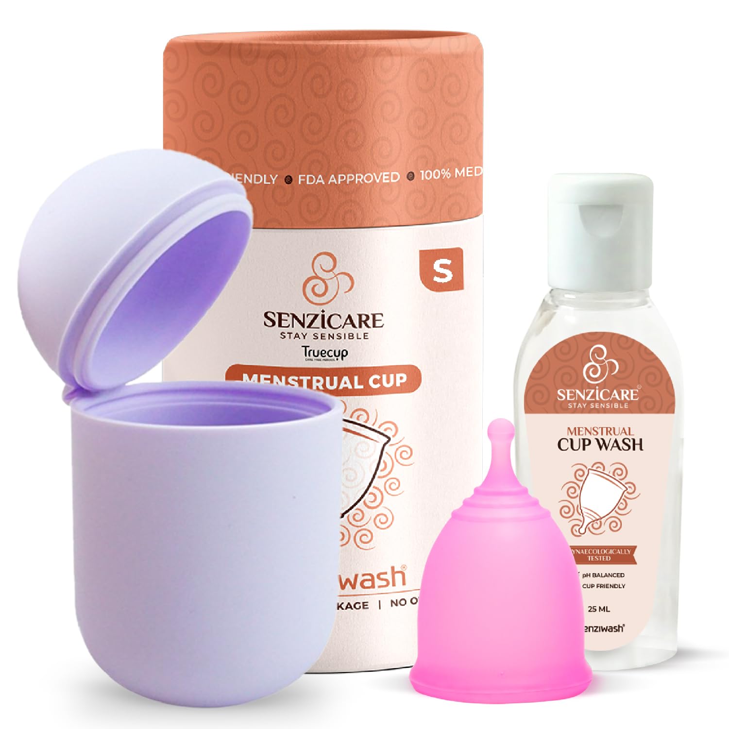 Senziwash Sterilizer Case & Truecup Reusable Menstrual Cup With Cupwash ...