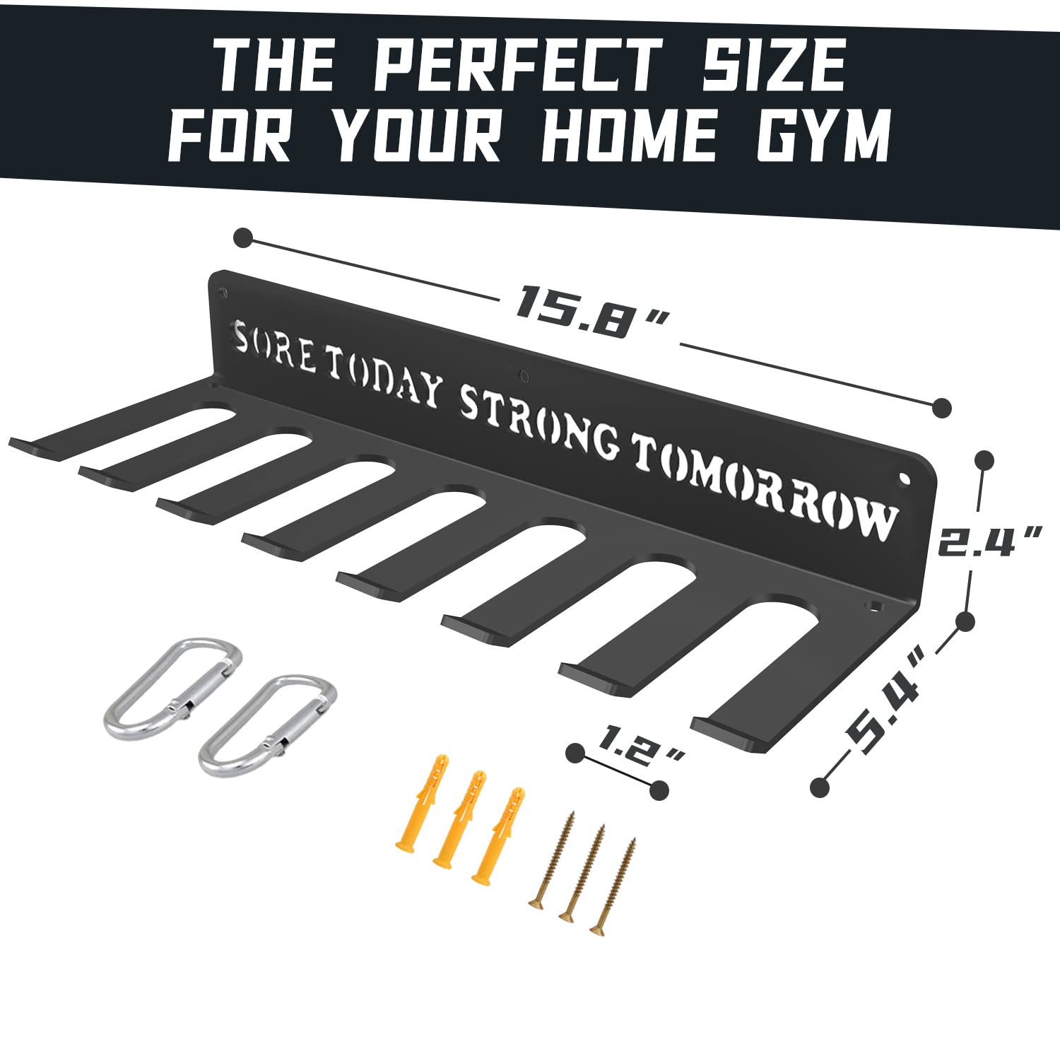 WIPHANY Black Steel Heavy-Gauge Workout Rack Wall Mount Organizer Multi ...