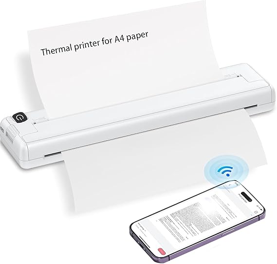 Inkless Printer, A4 200 Dpi Portable Wireless Printer, 10 Mm/s Mobile ...