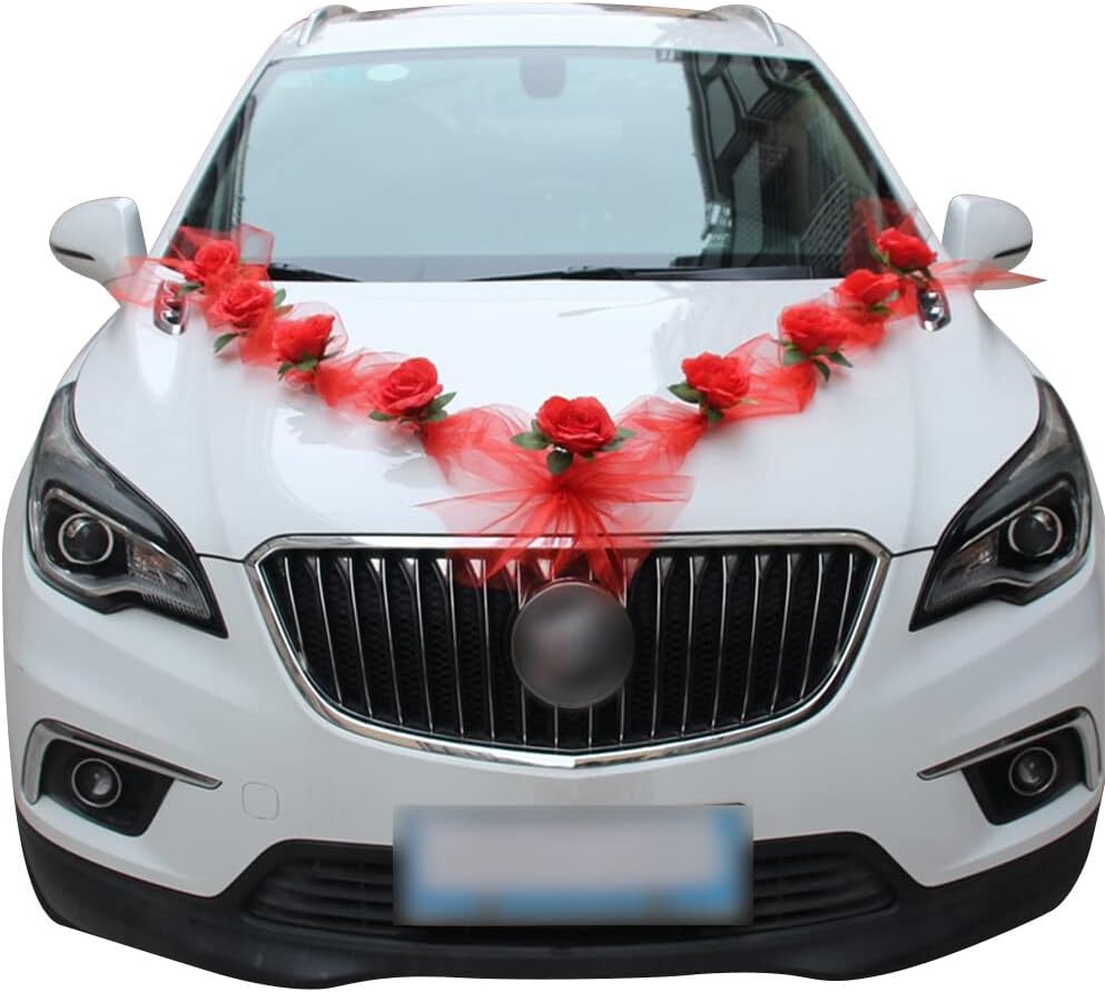 Amazon.com: Wedding Car Decorations Flower - Wedding Car Front Flower ...